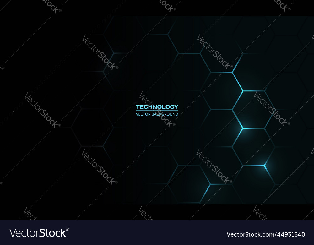 Black hexagonal technology abstract Royalty Free Vector