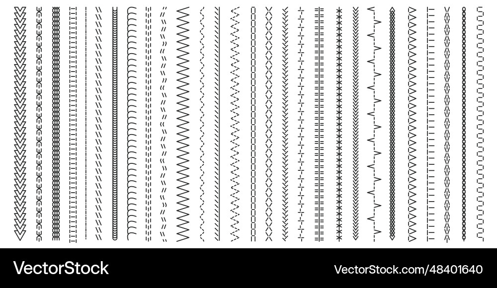 Black stitches collection seamless print Vector Image