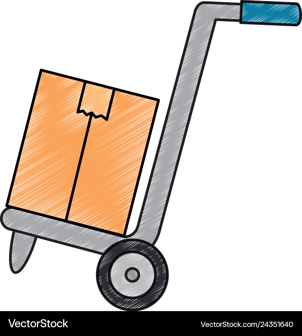 Cart with box delivery service Royalty Free Vector Image