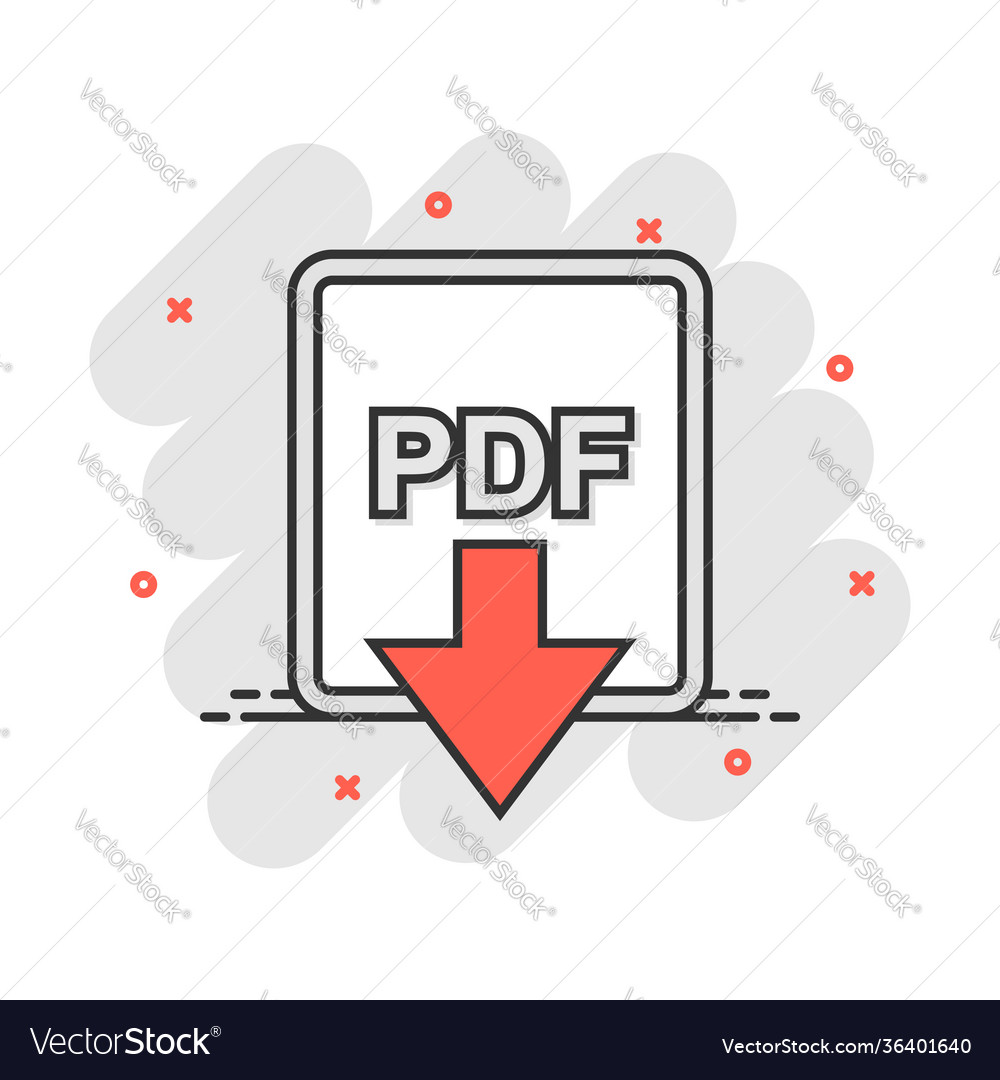 Cartoon pdf file icon in comic style download Vector Image Cartoon pdf file icon in comic style download Vector Image