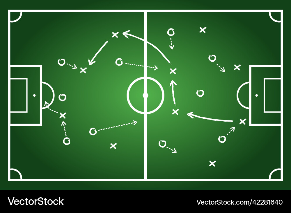 Formation soccer game drawing on chalkboard Vector Image