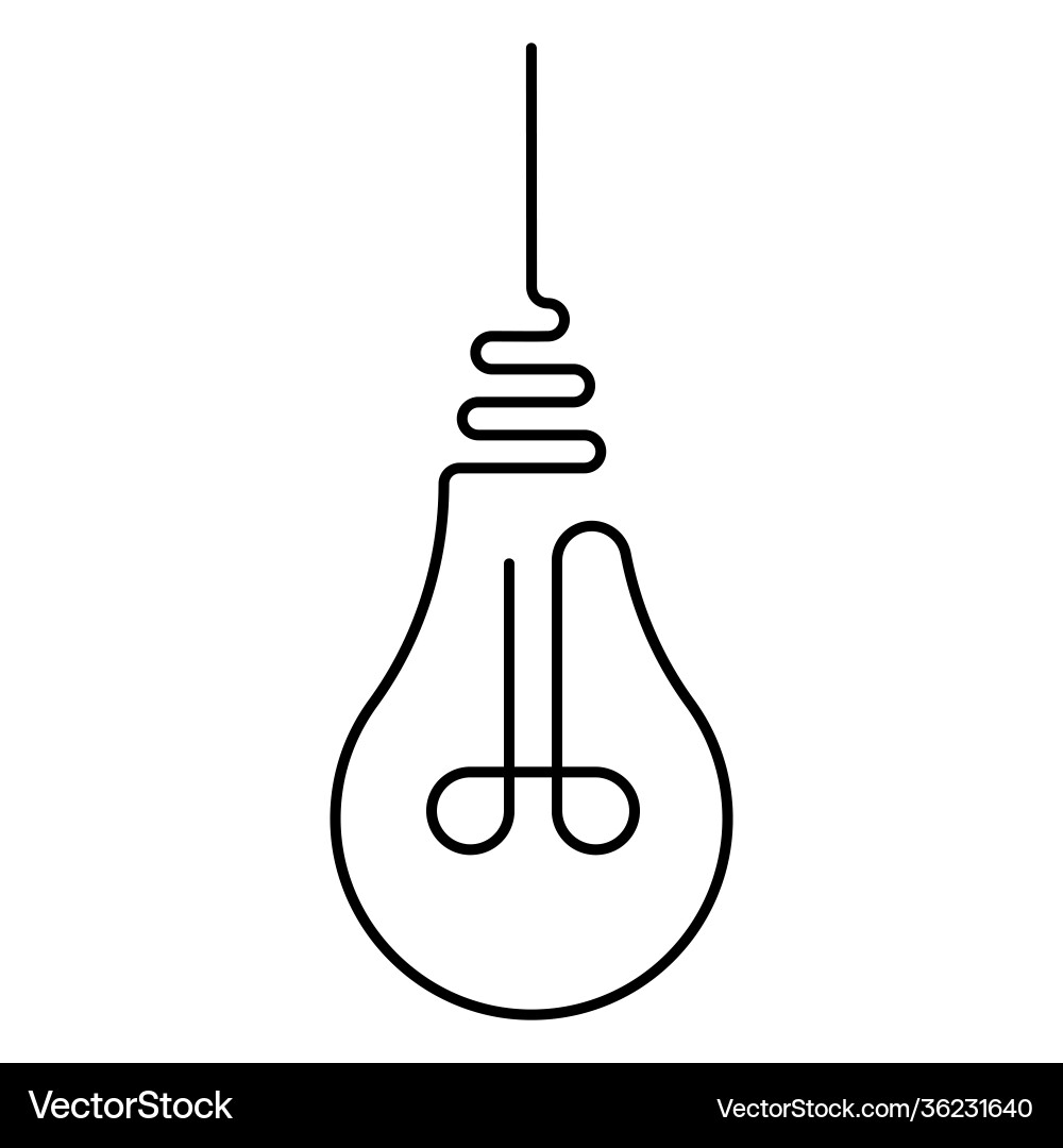 Hanging incandescent light bulb is drawn with one Vector Image
