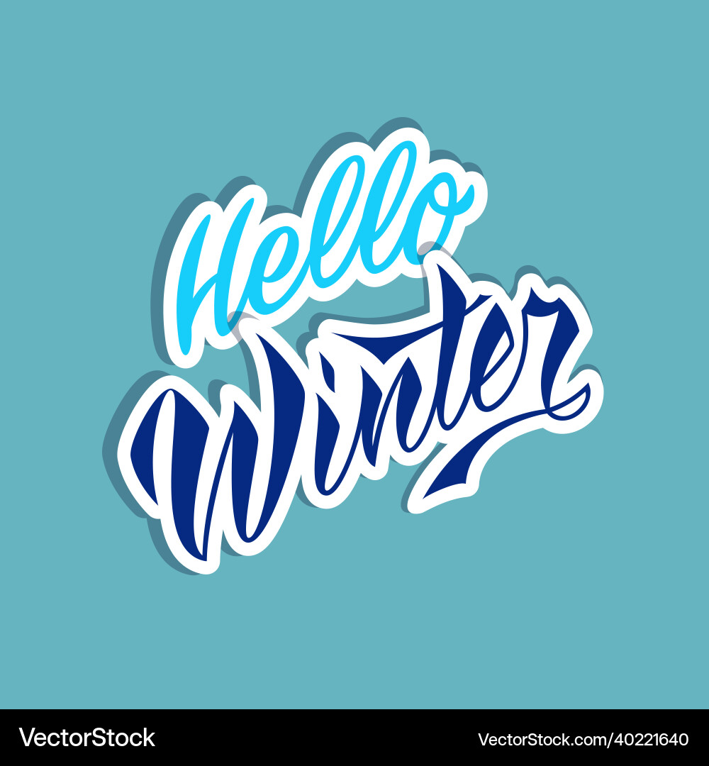 Hello winter words cut from paper hand-drawn Vector Image
