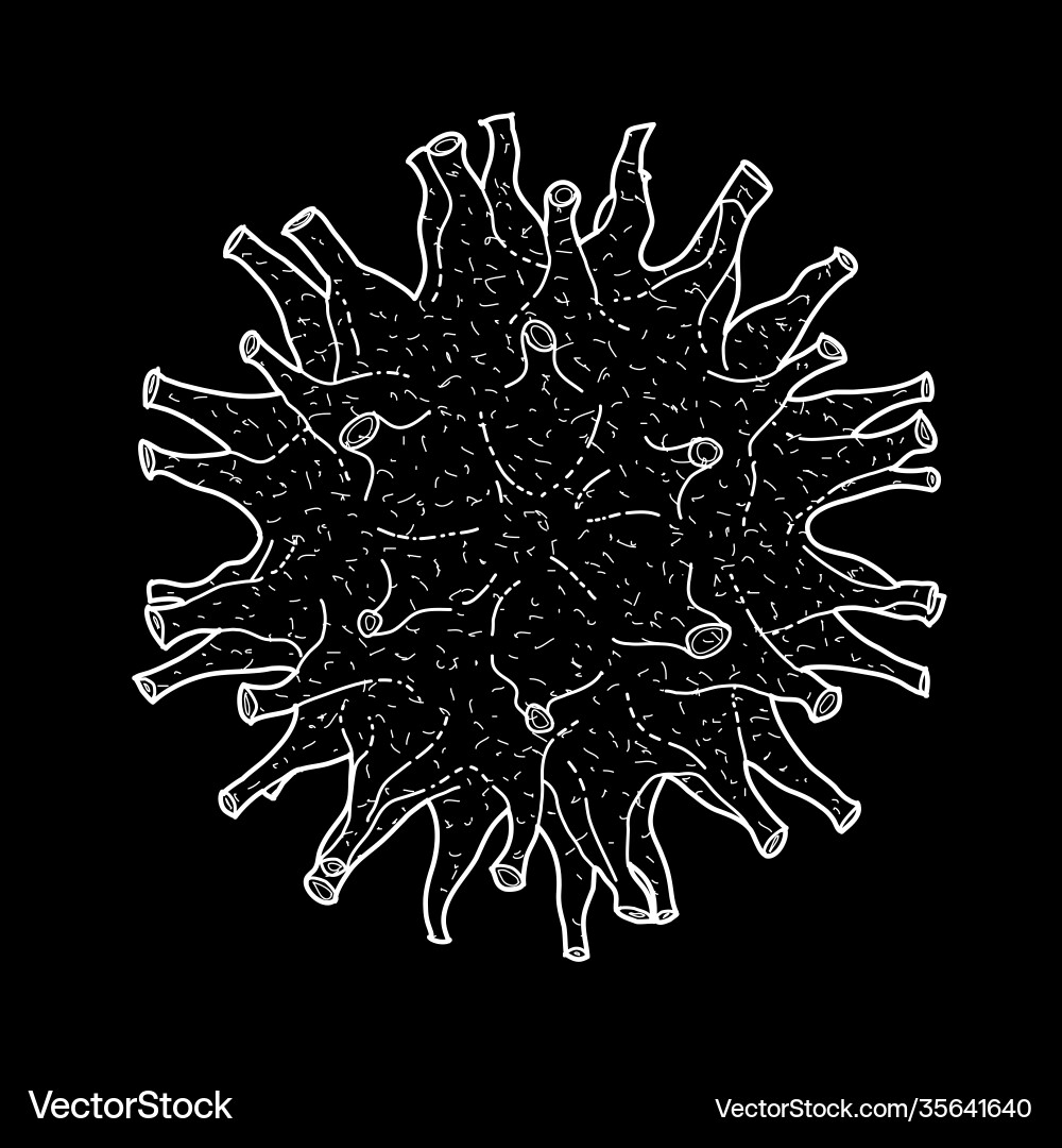 Line art coronavirus on black background Vector Image