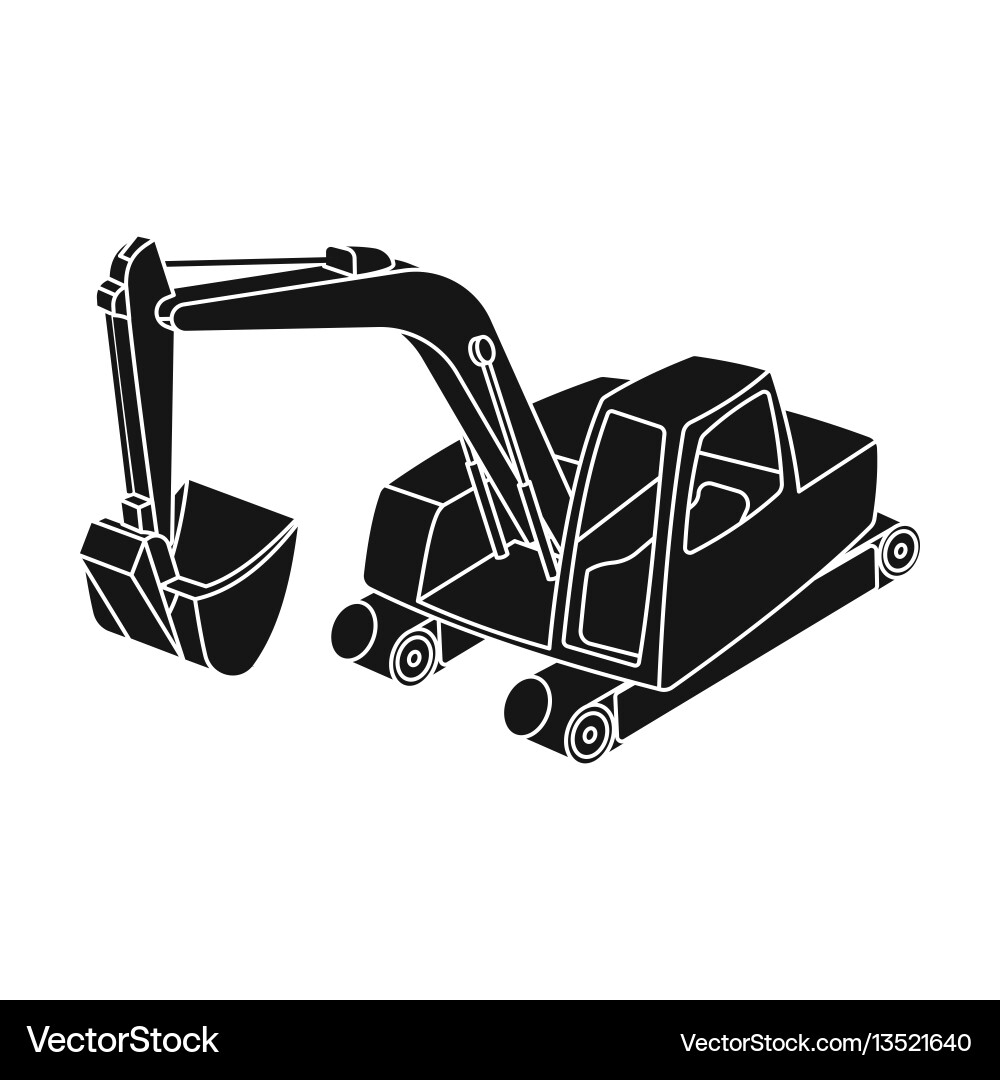 Orange excavator with a bucket machine for mine Vector Image