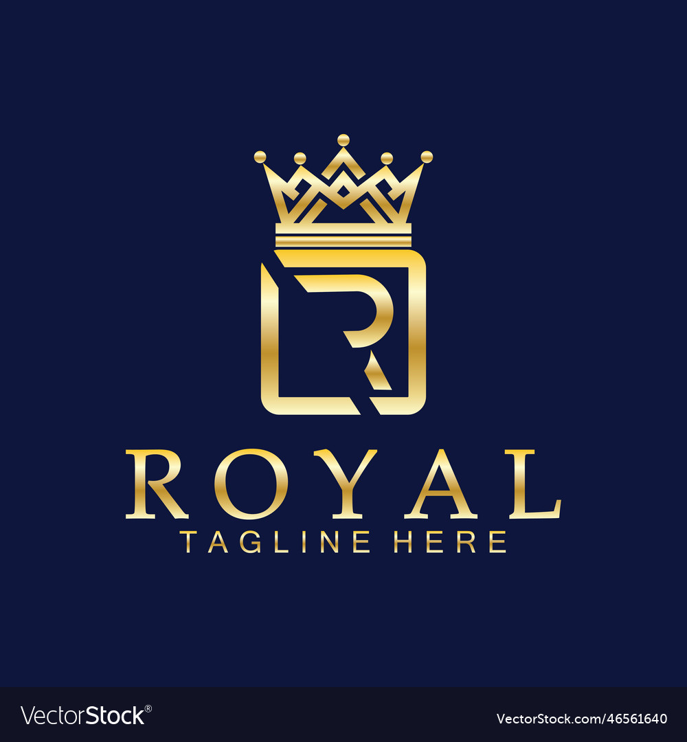 R initial royal crown logo royal king queen Vector Image