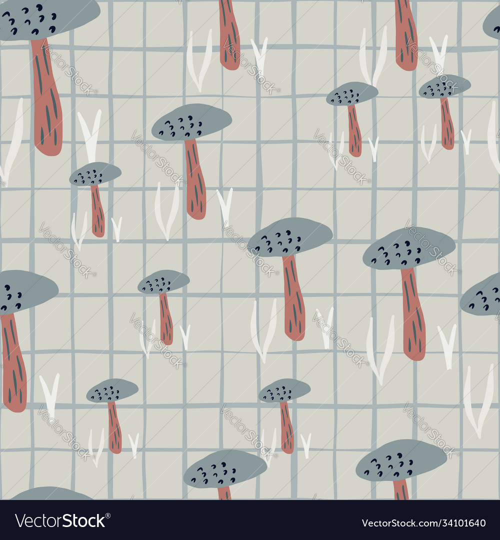 Random creative forest mushroom seamless pattern Vector Image