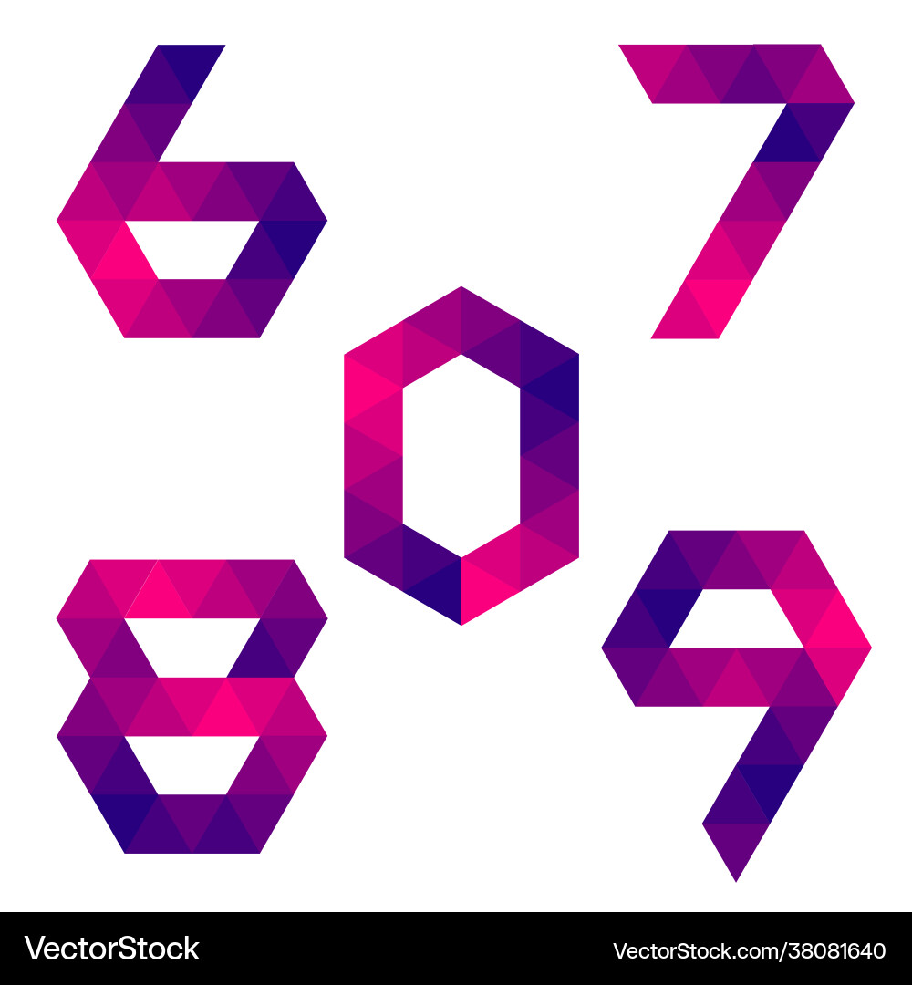 Series geometric numbers 6 7 8 9 0 Royalty Free Vector Image