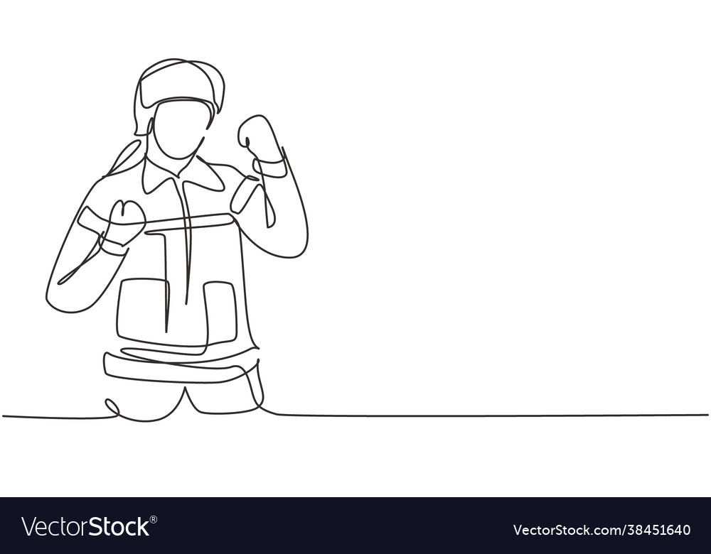 Single continuous line drawing firefighters Vector Image
