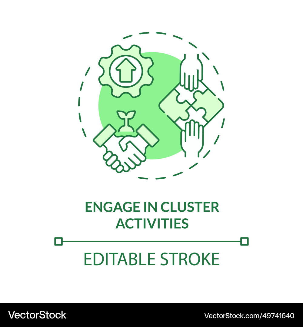 Thin line green engage in cluster activities icon Vector Image