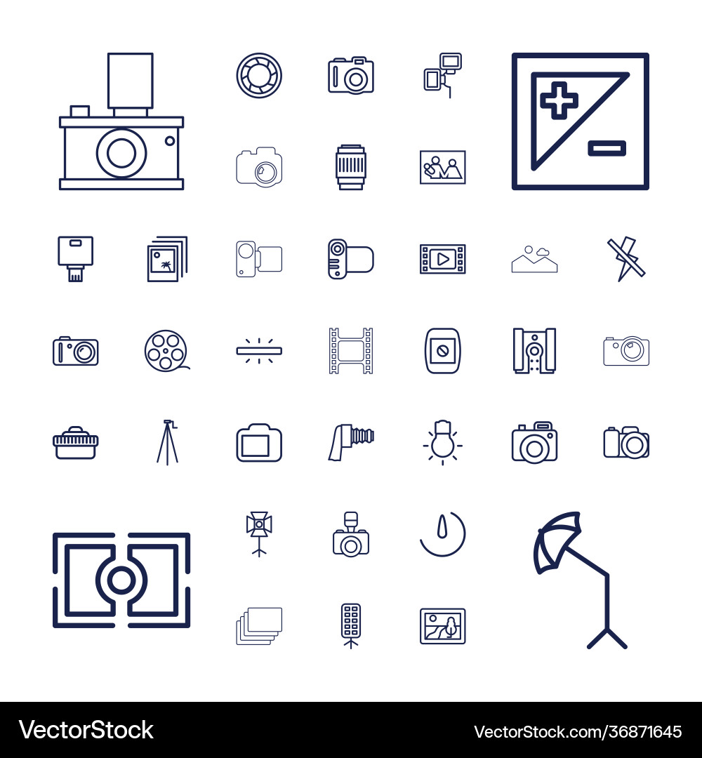 37 photography icons Royalty Free Vector Image