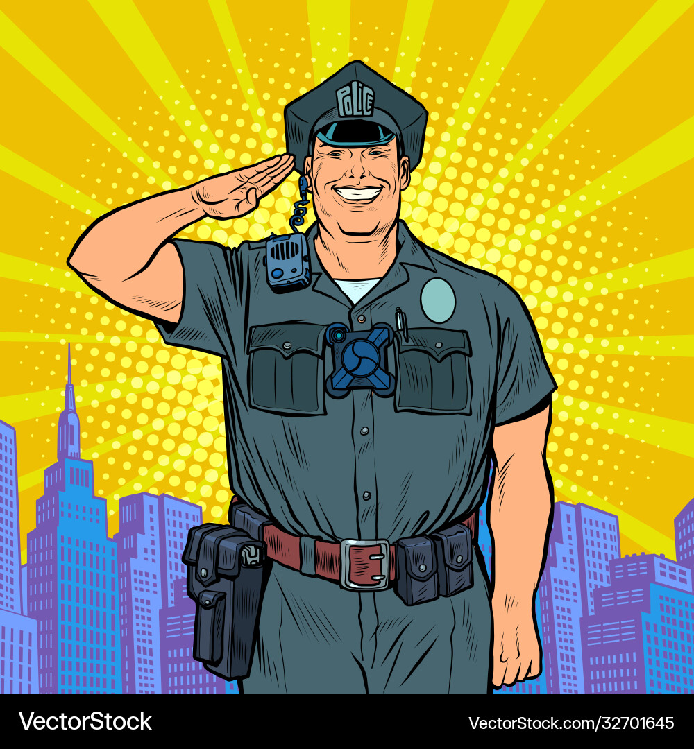 A good cop salutes police work Royalty Free Vector Image