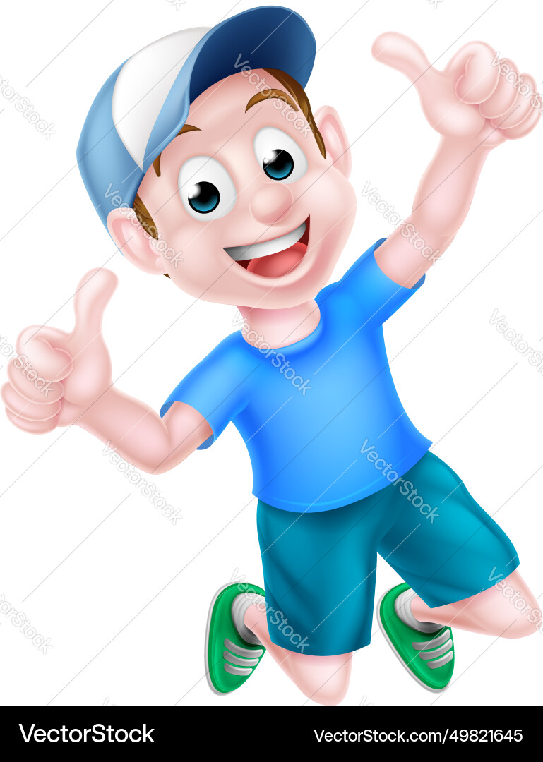 Cartoon boy giving thumbs up Royalty Free Vector Image