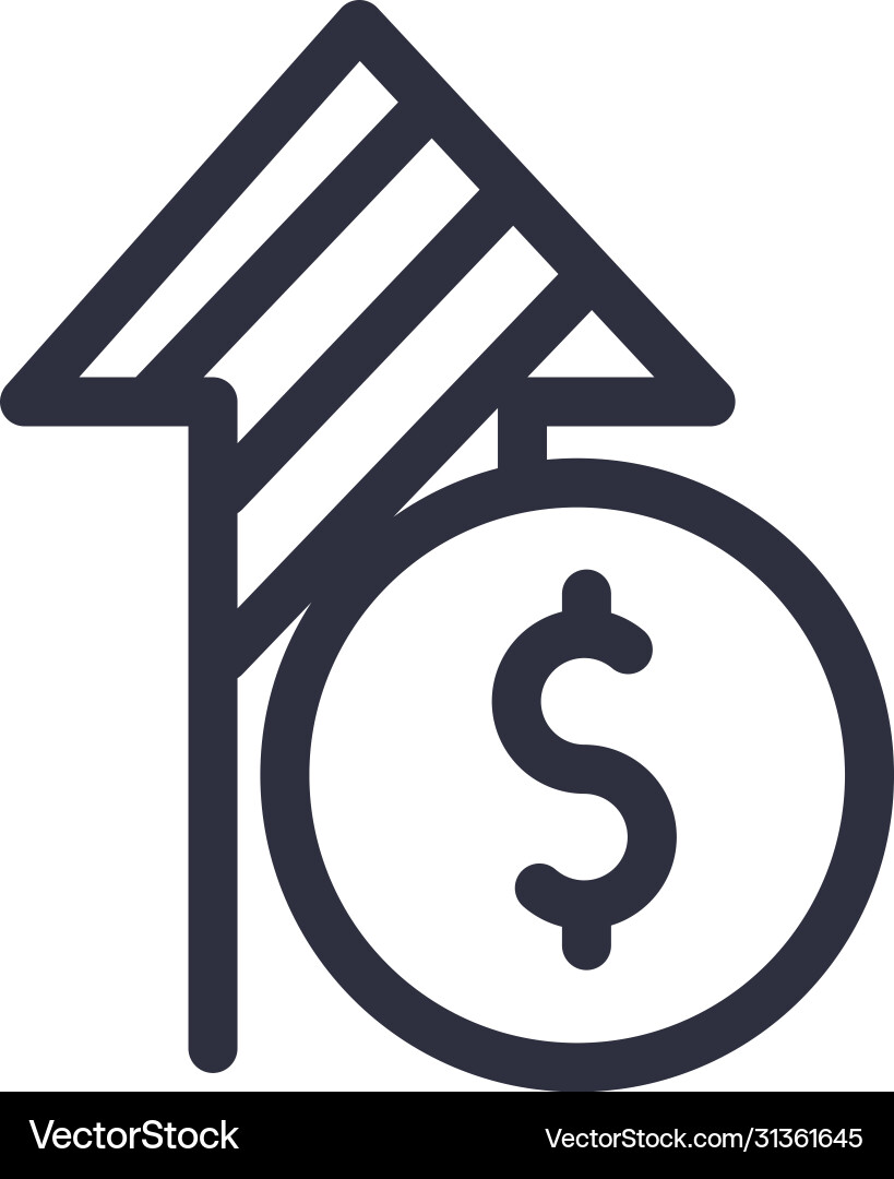 Coin with increase arrow line style icon Vector Image