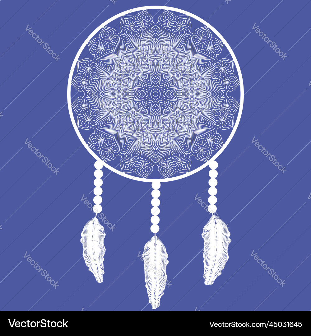 Dream catcher silhouette with feathers isolated Vector Image