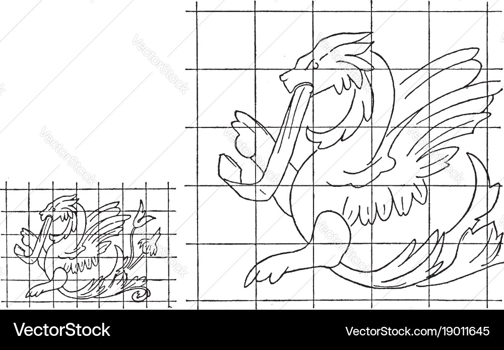 Enlargement of image by squares work surface Vector Image