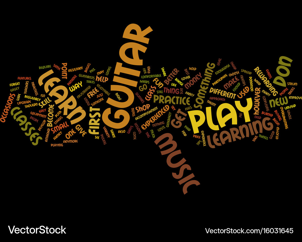 Learn how to play the guitar text background word Vector Image