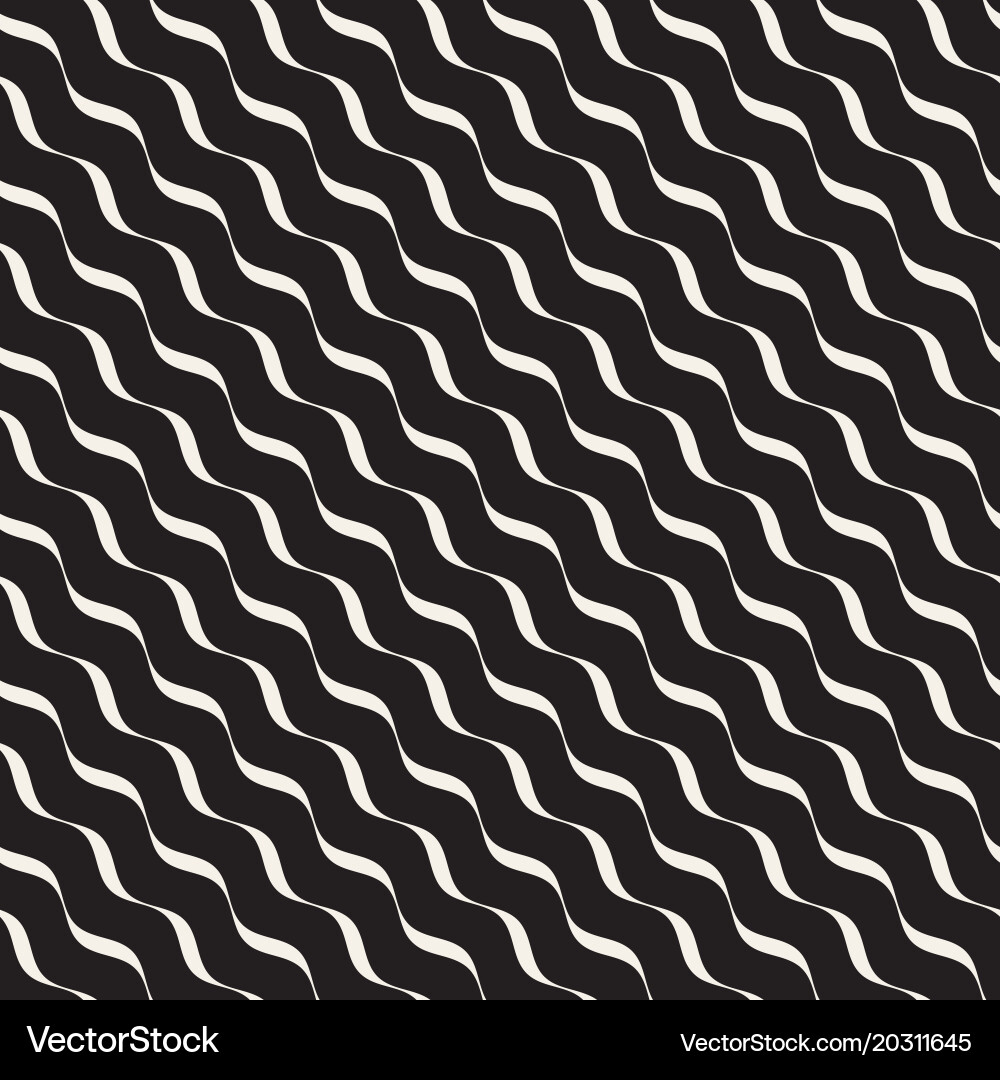 Seamless black and white hand drawn wavy Vector Image