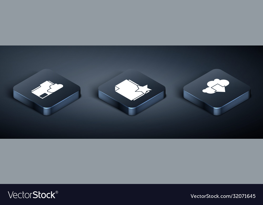Set Isometric Cloud Storage Text Document Folder Vector Image