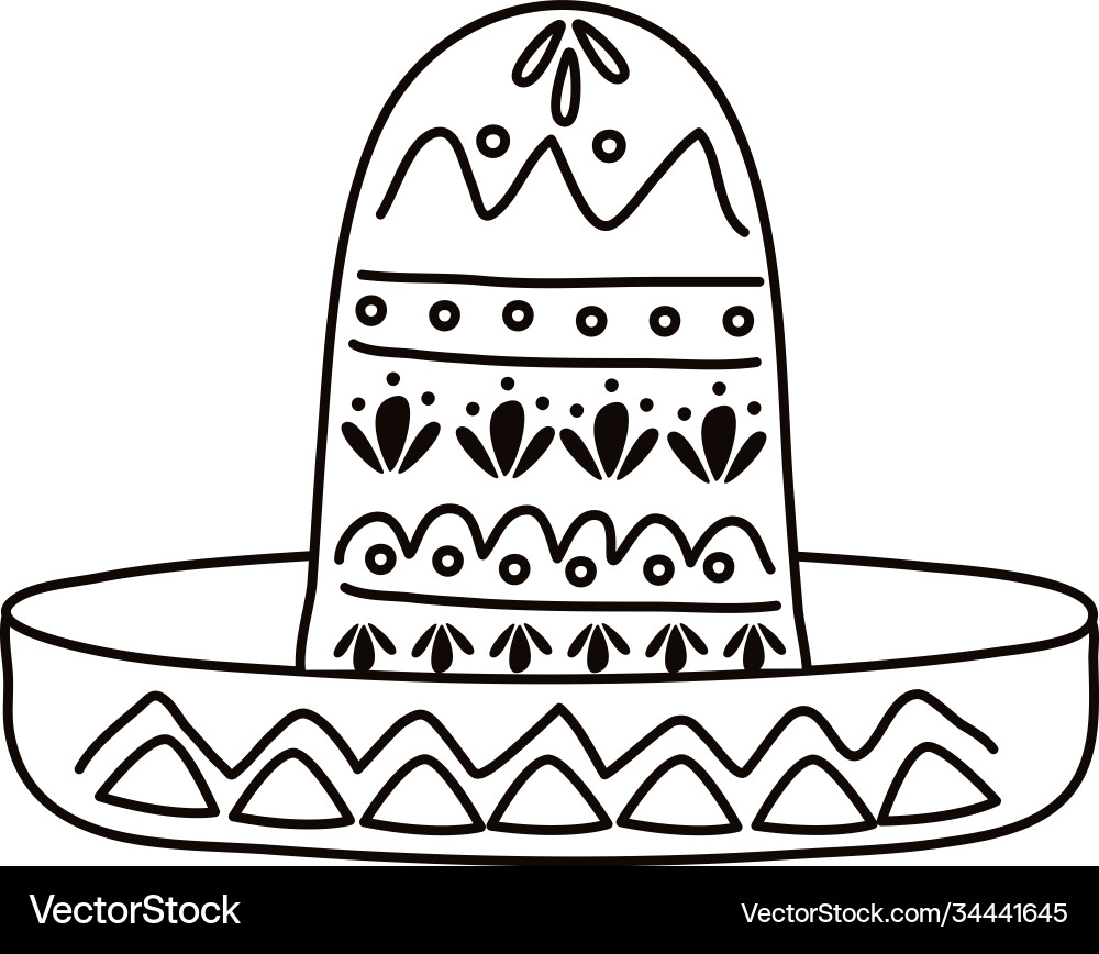 Traditional mexican hat line style icon Royalty Free Vector