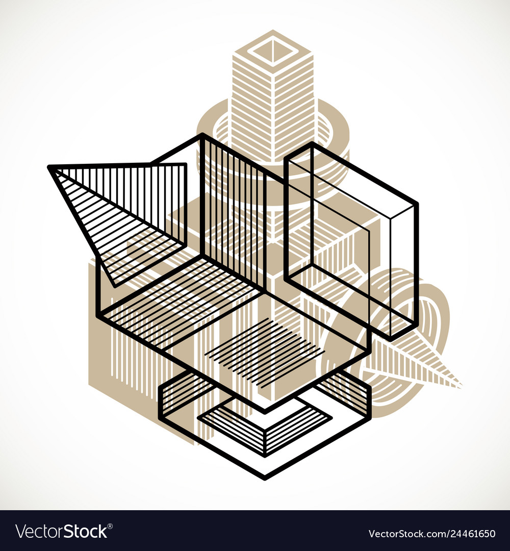 3d engineering abstract shape made using cubes Vector Image
