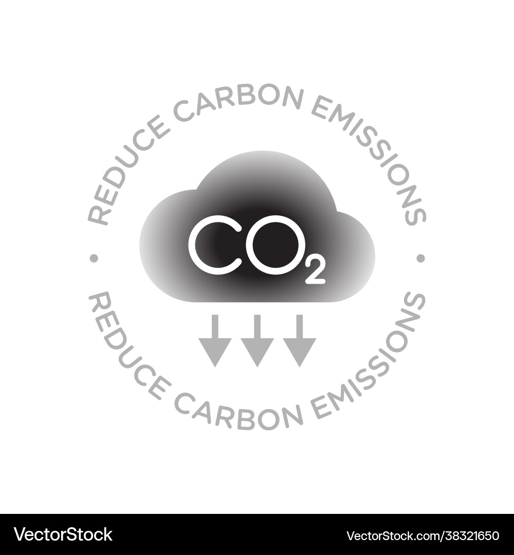 Co2 carbon emissions concept icon badge Royalty Free Vector