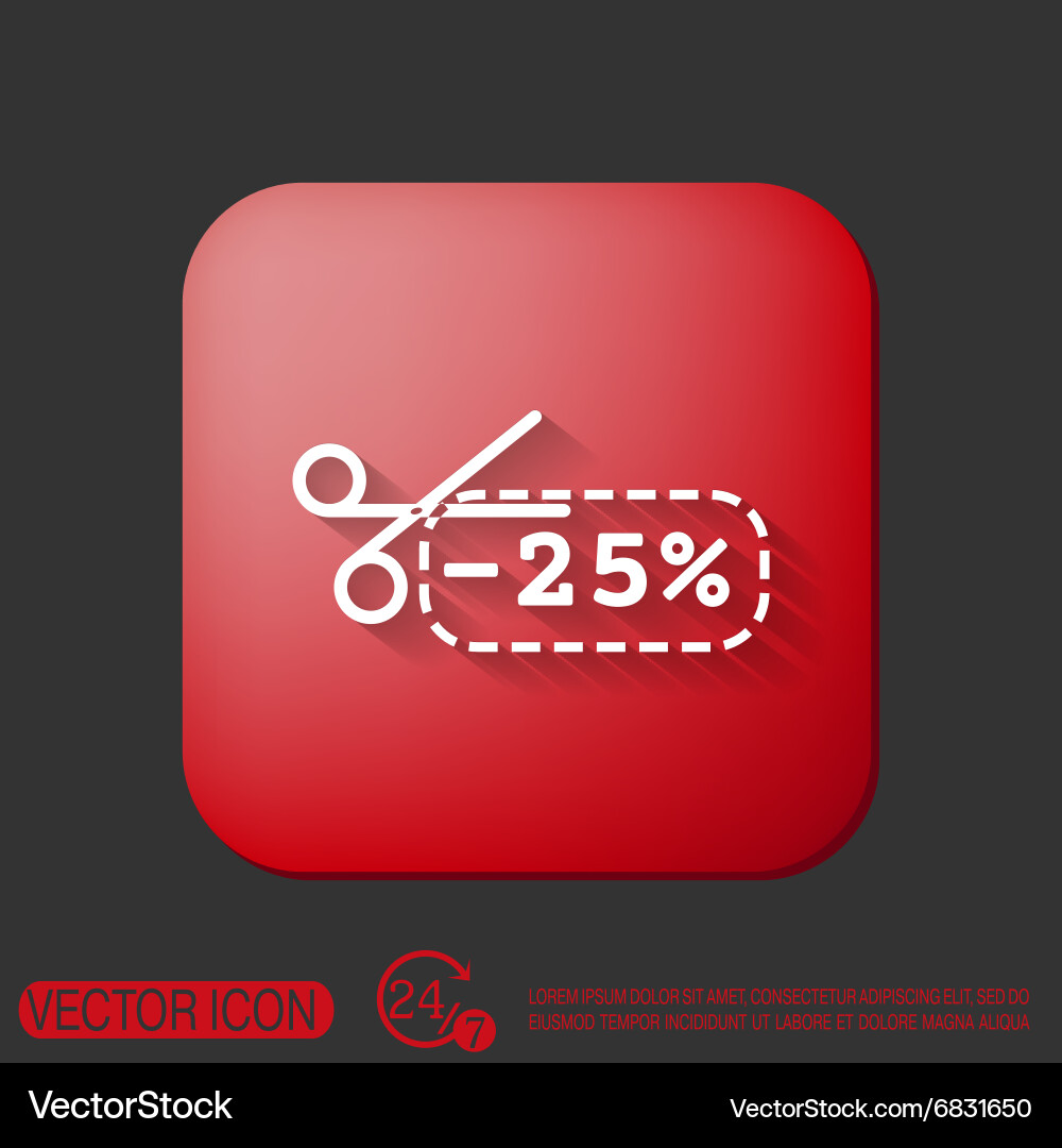 Discount coupon with scissors symbol icon Vector Image