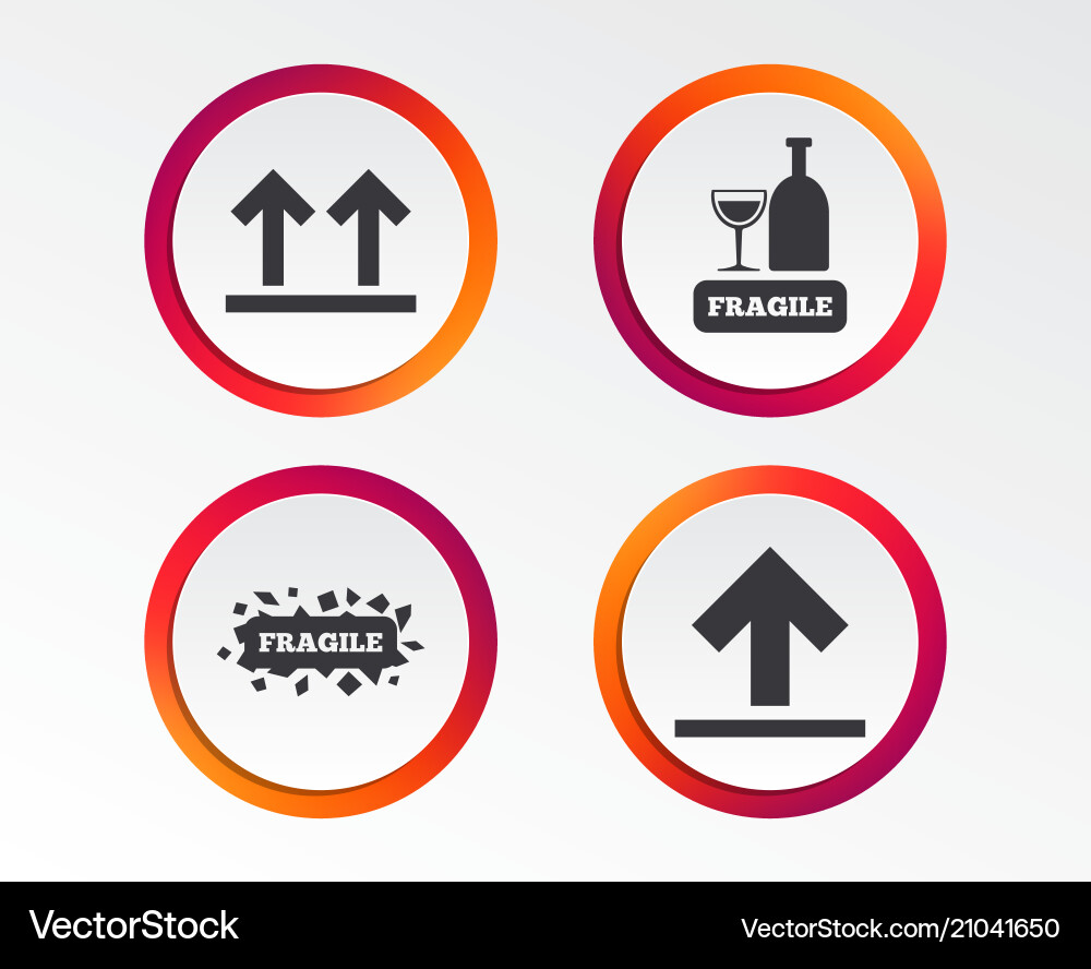 Fragile icons delicate package delivery Royalty Free Vector