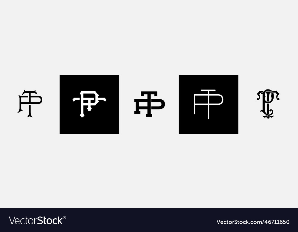 Initial letters pt monogram logo design bundle Vector Image
