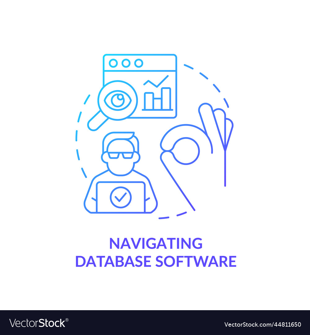 Navigating database software blue gradient Vector Image