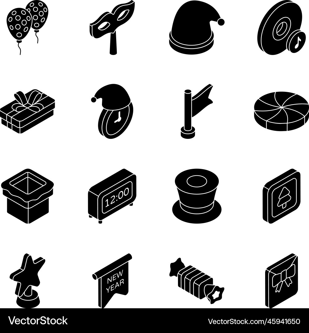 Pack of christmas event solid icons Royalty Free Vector