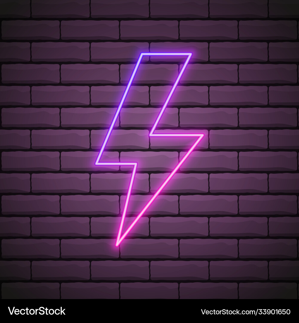 Realistic isolated neon sign thunder lightning Vector Image