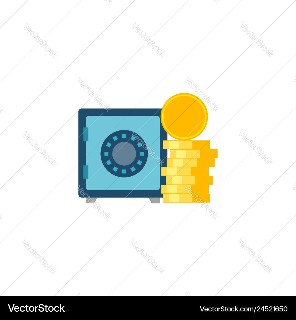 Safe wit coins stack flat icon Royalty Free Vector Image