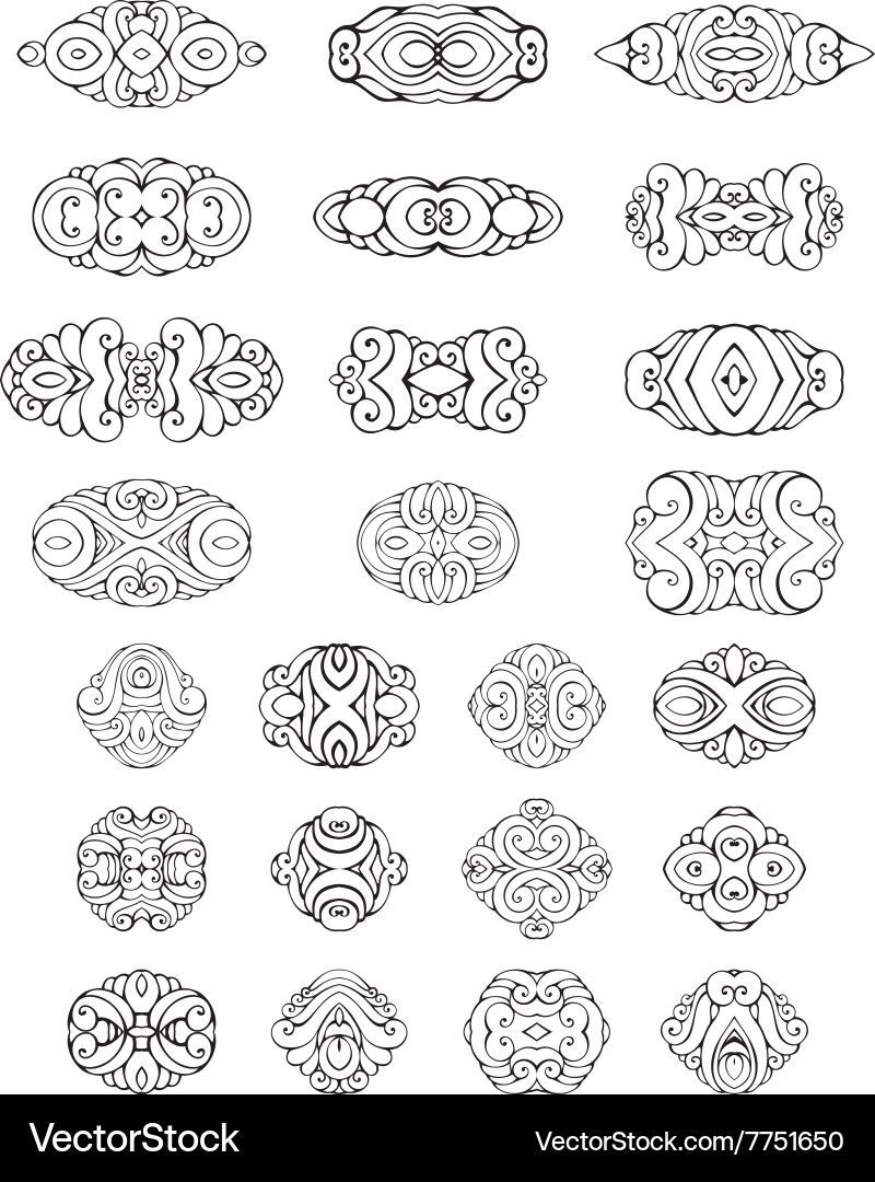 Set of ornamental geometric design elements Vector Image
