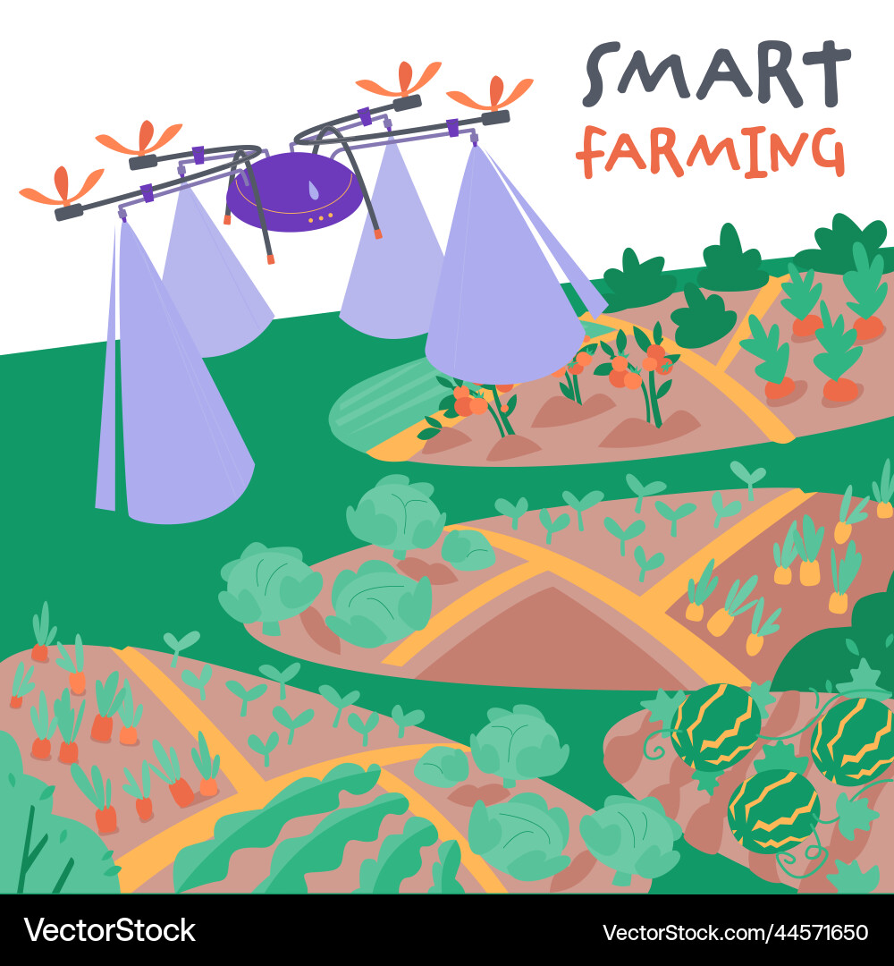 Smart farming with agricultural app controlling Vector Image