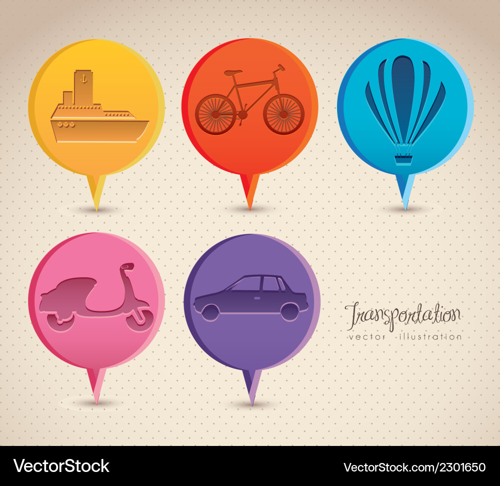 Transportation icons around world Royalty Free Vector Image