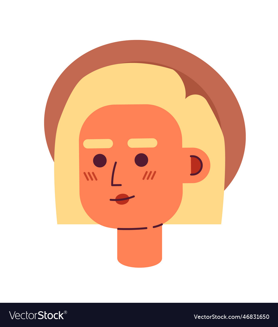 Young Blonde Woman Wearing Straw Hat Semi Flat Vector Image