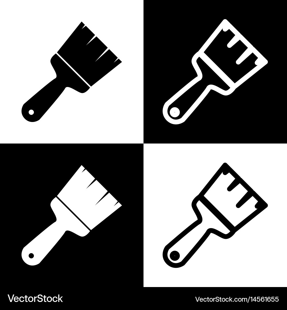 Brush sign black and white Royalty Free Vector Image