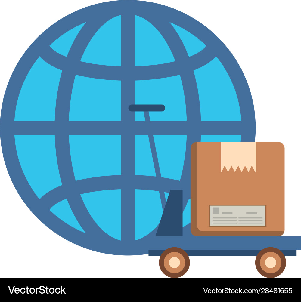 Cart with box carton postal service Royalty Free Vector