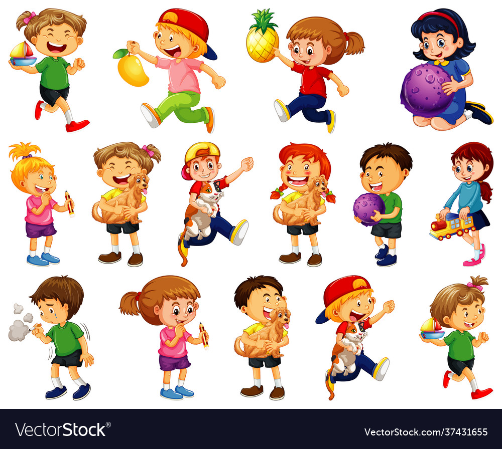 Children doing different activities cartoon Vector Image Children doing different activities cartoon Vector Image