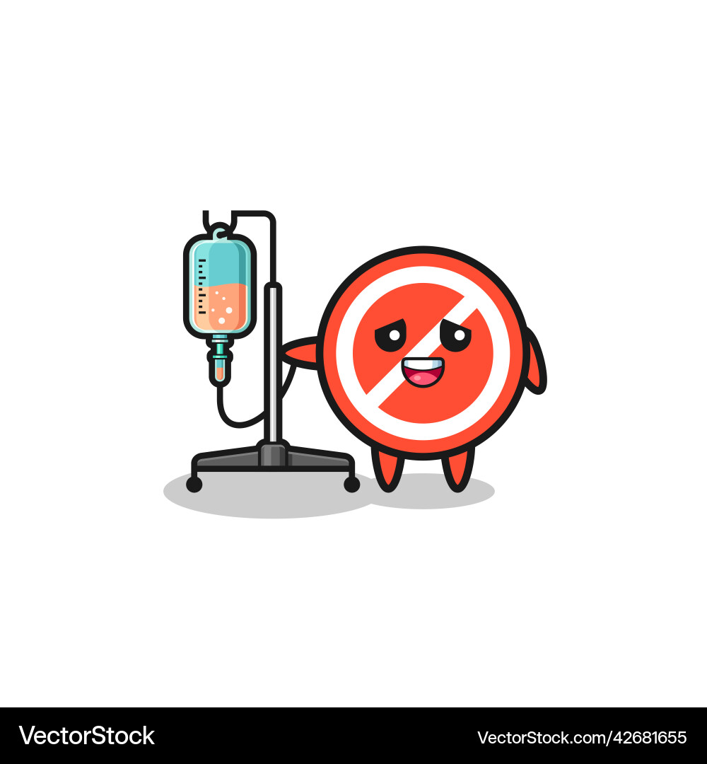 Cute stop sign character standing with infusion Vector Image