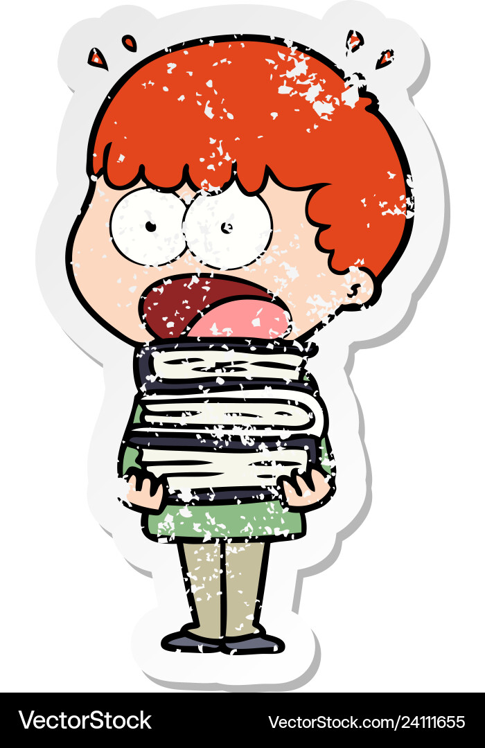 Distressed sticker a cartoon shocked boy Vector Image