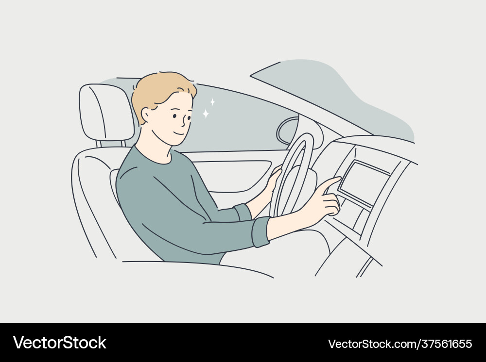 Driving car and modern vehicle concept Royalty Free Vector