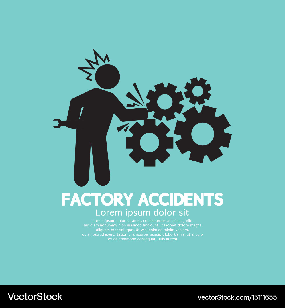 Factory accidents black symbol Royalty Free Vector Image