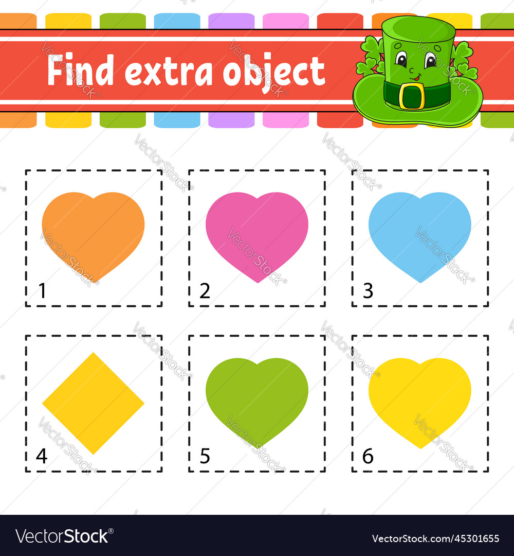 Find extra object educational activity worksheet Vector Image