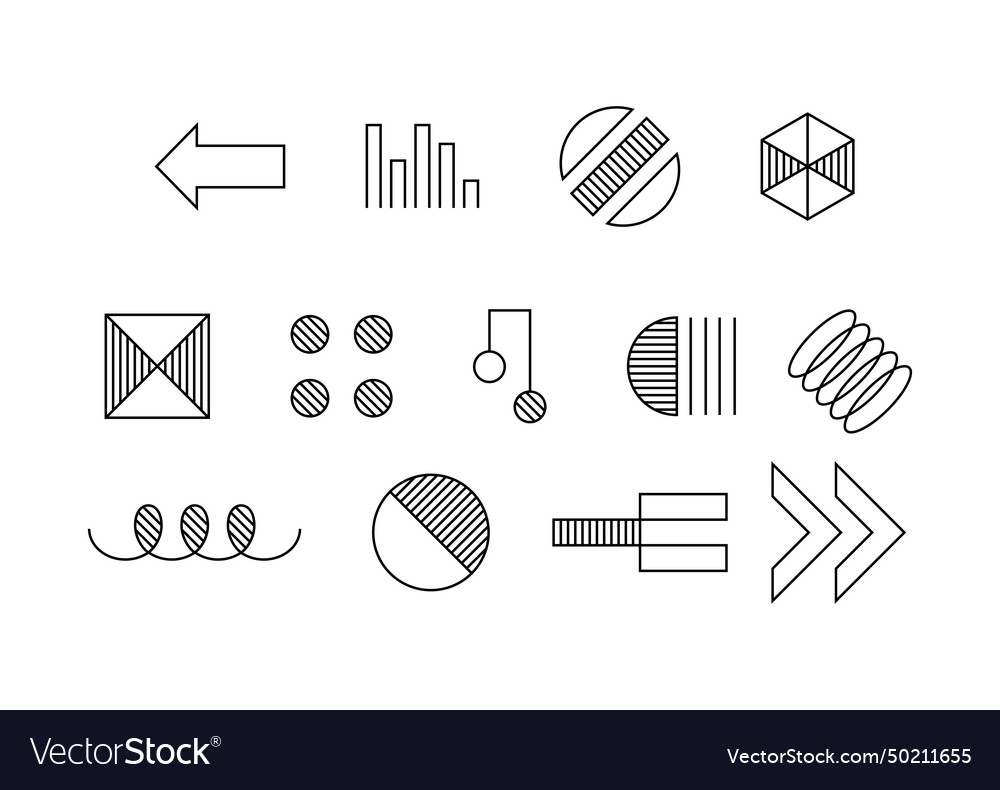 Geometric line elements set Royalty Free Vector Image