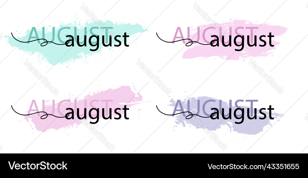 Hand drawn hello august lettering with soft color Vector Image