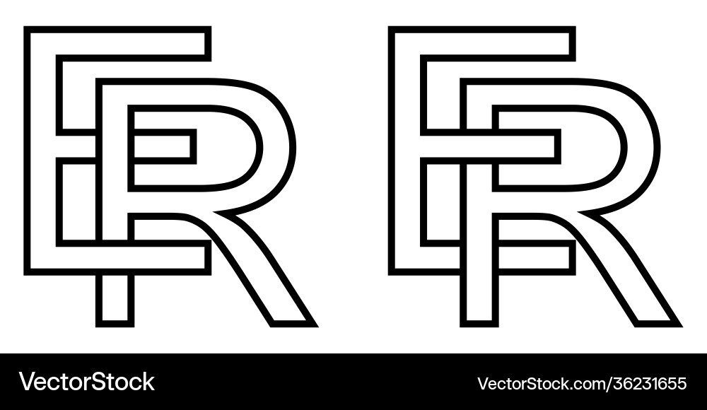 Logo sign er re icon interlaced letters r e Vector Image