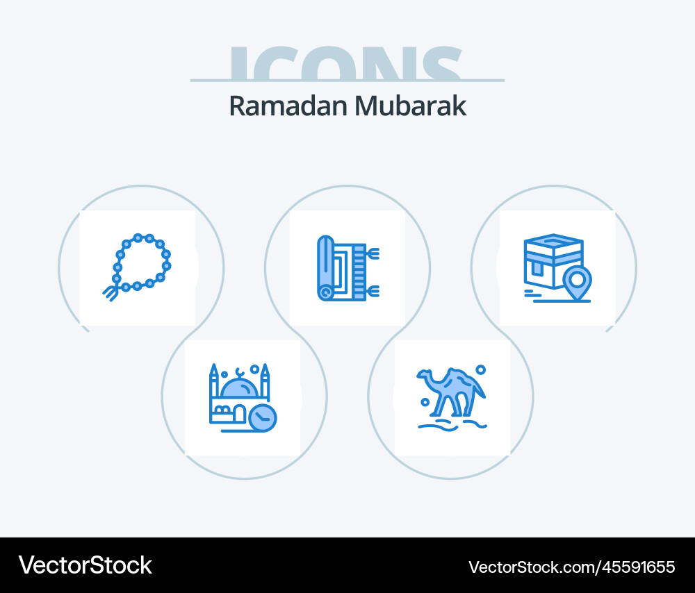 Ramadan blue icon pack 5 icon design rug carpet Vector Image