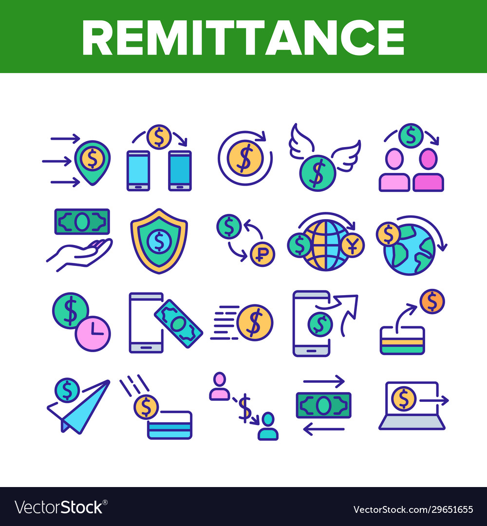 Remittance finance collection icons set Royalty Free Vector Remittance finance collection icons set Royalty Free Vector